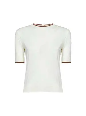 Max Mara White Knit Mstagenda Top With Contrasting Trim - Multicolor
