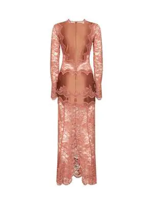 Rabanne New Caramel Jersey And Lace Midi Dress
