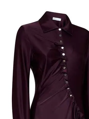 Rabanne Magenta Purple Jersey Asymmetric Gathered Mini Dress - Multicolor