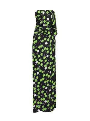 Saint Laurent Black Cherry Silk Long Bustier Dress