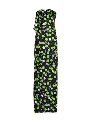 Saint Laurent Black Cherry Silk Long Bustier Dress