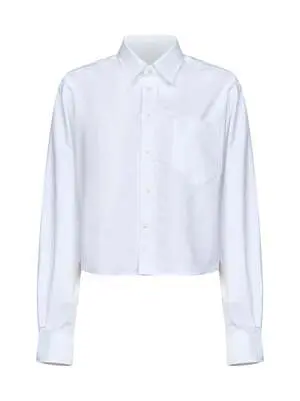 AMI Paris White Cotton Poplin Cropped Shirt