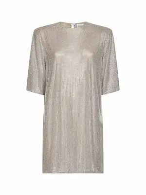 Giuseppe Di Morabito Silver Crystal-embellished Tulle T-shirt Mini Dress - Multicolor
