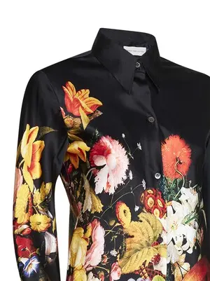 Dries Van Noten Black Flemish Painting-print Silk Calima Shirt - Multicolor
