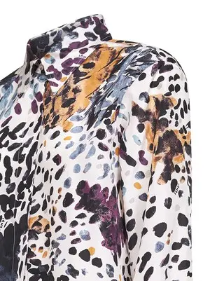 Fendi Ivory Printed Silk Taffeta Shirt