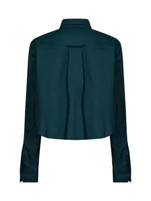 AMI Paris Green Cotton Poplin Cropped Shirt