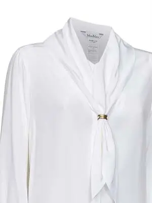 Max Mara White Crêpe De Chine Mxmdry Shirt With Scarf