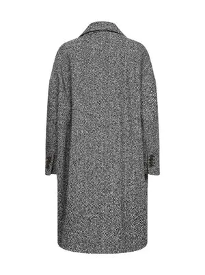 Brunello Cucinelli Grey Herringbone Double-breatsed Coat