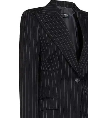 Dolce & Gabbana Black Stretch Pinstriped Wool Turlington Single-breasted Jacket