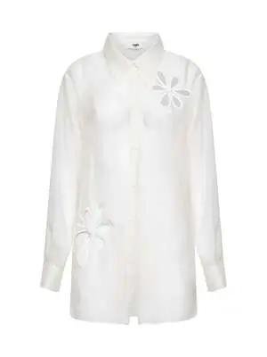 Fendi White Organza Shirt With Ajour Motif - Multicolor