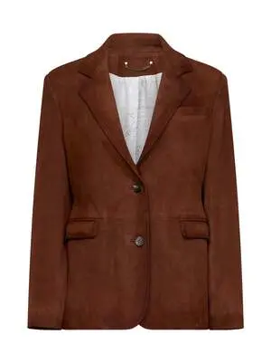 GOLDEN GOOSE Brown Waxed Suede Robyn Blazer