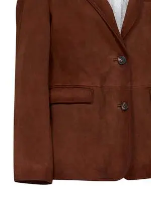 GOLDEN GOOSE Brown Waxed Suede Robyn Blazer