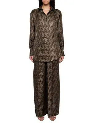 Fendi Brown Ff Silk Shirt