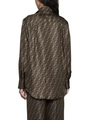 Fendi Brown Ff Silk Shirt