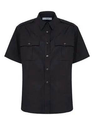 Prada Abbigliamento Black Poplin Short-sleeved Shirt - Multicolor