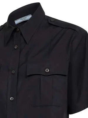 Prada Abbigliamento Black Poplin Short-sleeved Shirt