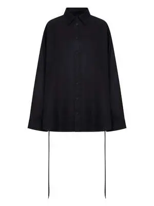 Balenciaga Black Cotton Gabardine Lace-up Shirt - Multicolor