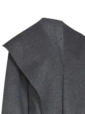 TOTEME Pale Grey Melange Double Wool Hooded Coat