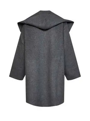 TOTEME Pale Grey Melange Double Wool Hooded Coat