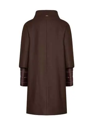 Herno Dark Chocolate Ecowool And Ultralight Nylon Coat