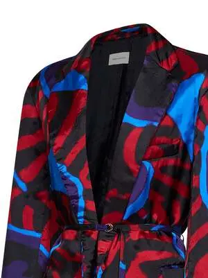 Dries Van Noten Red Marbled Clay-print Twill Blursy Belted Blazer