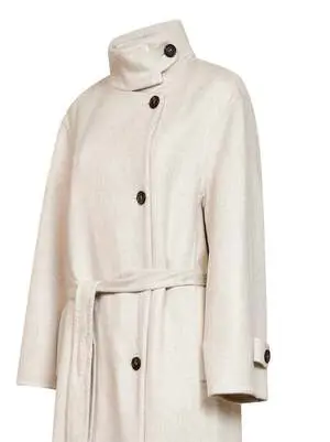 Brunello Cucinelli Ivory Double-breasted Cashmere Coat