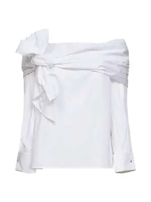 Max Mara White Poplin Mxmcurvone Blouse With Stole - Multicolor