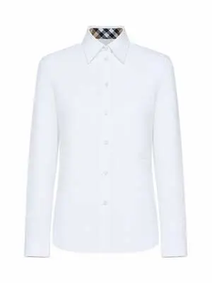 Burberry White Cotton Poplin Shirt With Ekd Embroidery