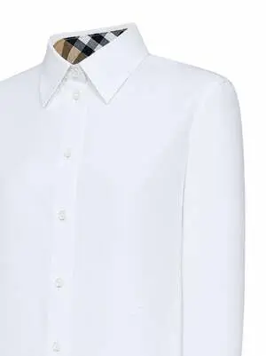 Burberry White Cotton Poplin Shirt With Ekd Embroidery