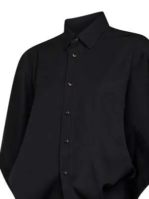 Bottega Veneta Black Lightweight Wool Twill Draped Shirt