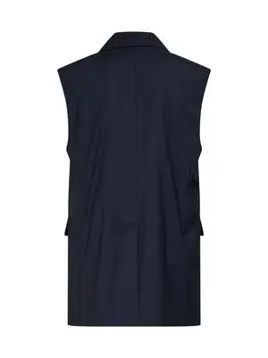 Max Mara Blue Chintz Wool Mstquasar Sleeveless Jacket
