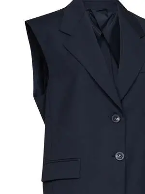 Max Mara Blue Chintz Wool Mstquasar Sleeveless Jacket