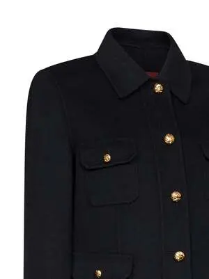 Max Mara Black Wool-blend Mstvenere Varsity Jacket