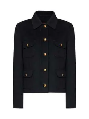 Max Mara Black Wool-blend Mstvenere Varsity Jacket - Multicolor