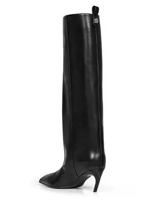 Attico Black Leather Lea Knee-high Boots
