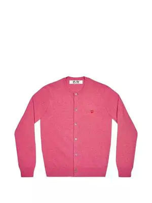 Comme Des Garçons Heart-patch Cardigan - Pink