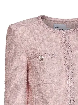 SELF-PORTRAIT Pink Bouclé Jacket With Braided Trimmings