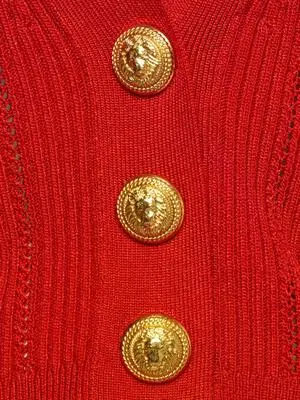 Balmain Pointelle Rib-knit Cardigan