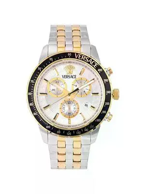 Versace Greca Chrono 44mm Watch - Silver