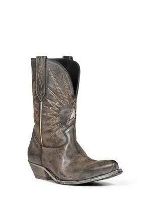 GOLDEN GOOSE Black Leather Wish Star Low Boots With Silver Star