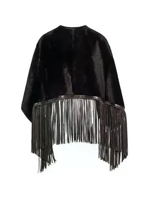 YVES SALOMON Fringed Shearling Cape