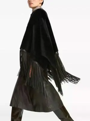 YVES SALOMON Fringed Shearling Cape