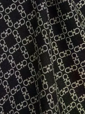 FERRAGAMO Gancini Jacquard Stole With Lurex - Black