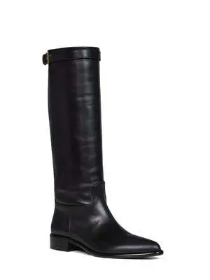 Prada Calzature Black Leather Knee-high Boots
