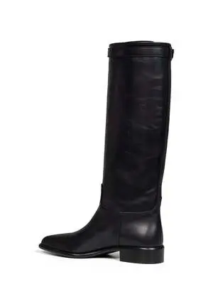 Prada Calzature Black Leather Knee-high Boots