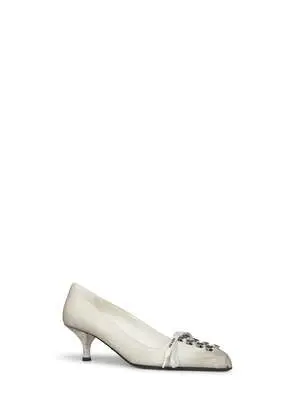 Prada Calzature Talc Antique-finish Leather Pumps - Multicolor