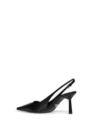 Prada Calzature Black Brushed Leather Slingback Pumps