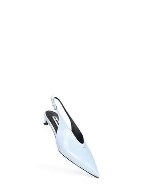 JIL SANDER Powder Blue Leather Pointed Slingback Pumps