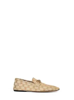 Gucci Beige Gg Canvas Horsebit Loafers - Multicolor