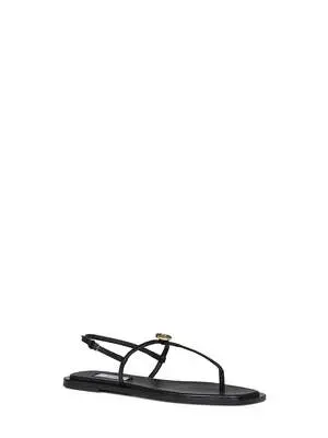 TOTEME Black Nappa Leather T-strap Thong Sandals - Multicolor